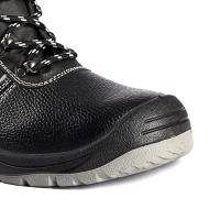 China OEM Factory Anti Smash Steel Toe Cap PU Sole Safety Shoes With Embossed Cow Leather Upper Work Boots for sale