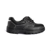 China Steel Toe Safety Shoes with Nylon Fabric Gusset Tongue and Embossed Cow Leather Upper Material for sale