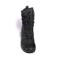 China Metal Eyelets Anti Slip Mesh Lining for Industrial Applications Black Genuine Leather Outdoor Boots for sale