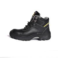 China Factory OEM Mid Steel Toe Safety Shoes with Genuine Leather Upper and Air Mesh Lining Work Boots for sale