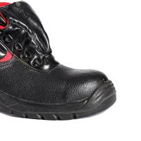China Steel Toe Plate Genuine Leather Upper Middle Cut Safety Shoes For Long Lasting Foot Protection for sale