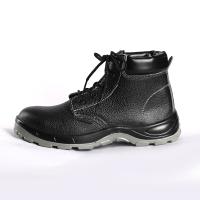China Comfortable Middle Cut Safety Shoes EVA Insole Genuine Leather Upper Shock Absorption for sale