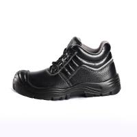 China Steel Industry Middle Cut Safety Shoes Embossed Cow Leather Upper Durable Oil Resistant for sale