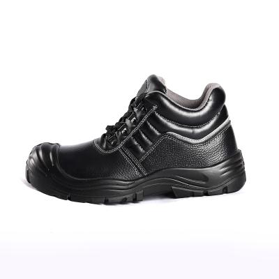 China Steel Industry Middle Cut Safety Shoes Embossed Cow Leather Upper Durable Oil Resistant for sale