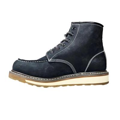 China Factory Standard Length Lace Goodyear Safety Shoes With Fabric Lining And Lace-up Closure Work Boots for sale