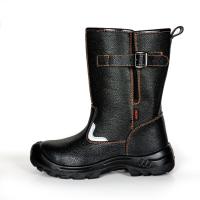 China Shengjie Black Fabric Embossed Cow Leather High Cut Heal Lace Up With Steel PU Sole Protective Safety Shoes for sale