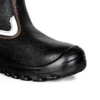 China Shengjie Black Fabric Embossed Cow Leather High Cut Heal Lace Up With Steel PU Sole Protective Safety Shoes for sale