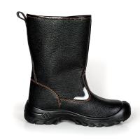 China Shengjie Black Fabric Embossed Cow Leather High Cut Heal Lace Up With Steel PU Sole Protective Safety Shoes for sale