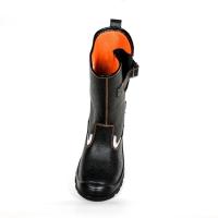 China Shengjie Black Fabric Embossed Cow Leather High Cut Heal Lace Up With Steel PU Sole Protective Safety Shoes for sale