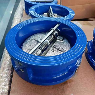 China DN125 DI Stainless Steel jis 10k pn16 bs din swing Stop Spring Duo Dual check valves Wafer Butterfly Non-Reurn WCB for sale
