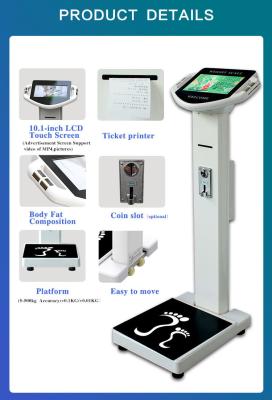 China RS232 Coin Operated BMI Ultrasonic Digital Medical Body Fat Analysis Machine Sh-100T for sale