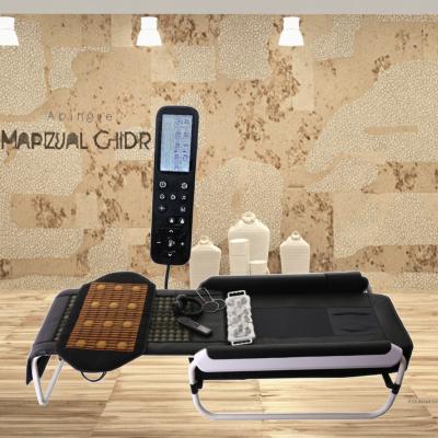China New Arrival Warm Rolling Stone Therapy Lumbar Relax Full Back V3 Jade Master Spine Relaxing Infrared Massage Bed for sale