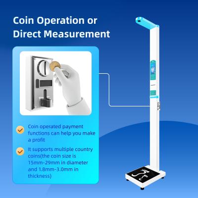 China Digital Weighing Scale BMI Machine Coin Operated Height Weight Machine for sale