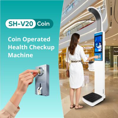 China 19-inch Advertising Screen Multi Functions Coin Operated Body Checking Machine Self Serviced Health Checkup Kiosk for sale