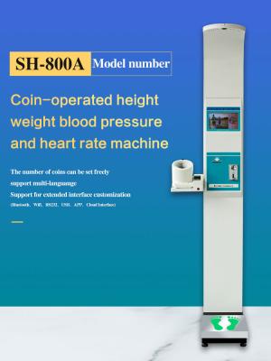 China Automatic BMI Coin Operated Height Weight Scales With Blood Pressure Monitor for sale