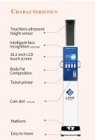 China RS232 Coin Body Weight And Height Scale Bmi For Gym Intelligent Ultrasonic for sale