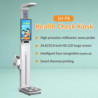 China Ultrasonic Height Weight Measure LCD Bmi Blood Pressure Heart Rate Body Scale for sale