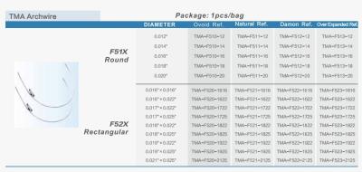 China A Grade Orthodontic Ti-MoA Archwire Round And Rectangular For Dental Health Materials for sale