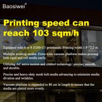 China Baosiwei Mesh Belt Hybrid UV Printer 2.2m 8pc i3200 with 103 sqm/h Speed and 2100mm Print Width for sale