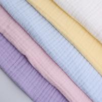 China 100% Cotton Double Layer Gauze Fabric Baby Swaddle Blankets Fabric 40S 130GSM Seersucker Cotton Crepe Fabric for sale