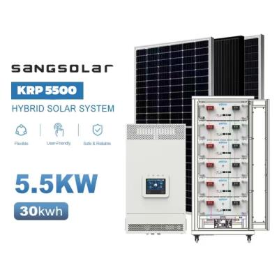 China Sangsolar 5.5kw 10kw  48v 220v 230v 15kwh 30kwh Lithium Battery Off Grid Solar Power System Without Battery for sale