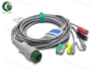 China Compatible Edan 12pin one-piece ECG cable 5leads Clip IEC for sale