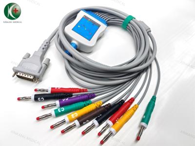 China Compatible Schiller DB15 Ekg Cable 10leads Banana 4.0 IEC long scrow for sale