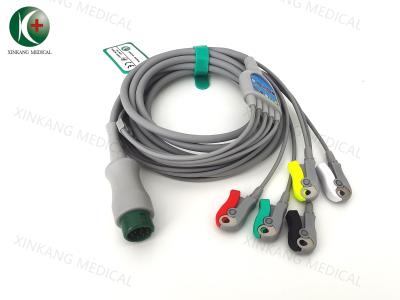 China Compatible Mindray T5 ECG cable 12pin one-piece 5leads Clip IEC for sale