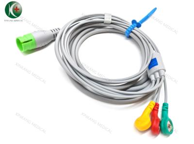 China Compatible Mediana ECG Cable One-piece 3Leads Snap IEC for sale