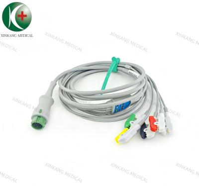 China Compatible Mindray T5 12 Pin  ECG Cable 5 Leads Clip Type IEC for sale