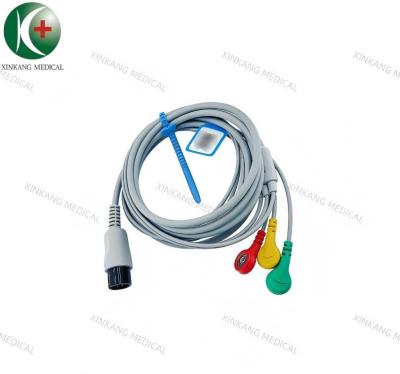 China Compatible AAMI 6 Pin  ECG Cable 3 Leads Snap Type IEC for sale