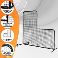 China ODM Portable L Screen Baseball Net Softball Pitching Net With Wheels for sale