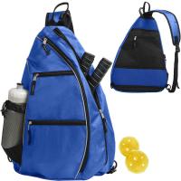 China Unisex Tennis Racket Bag Multi Pocket Polyester Black Crossbody Bag for sale