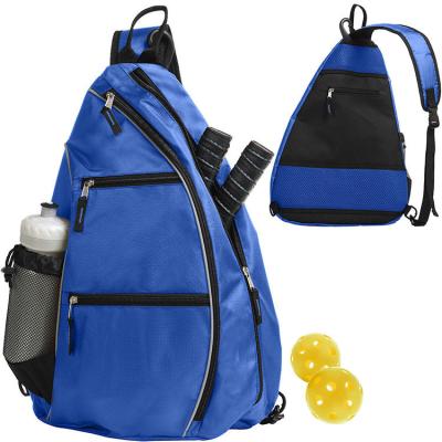 China Unisex Tennis Racket Bag Multi Pocket Polyester Black Crossbody Bag for sale