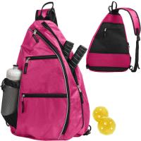 China Unisex Tennis Racket Bag Multi Pocket Polyester Black Crossbody Bag for sale