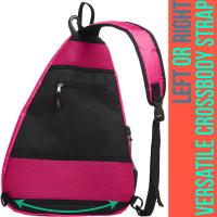 China Unisex Tennis Racket Bag Multi Pocket Polyester Black Crossbody Bag for sale