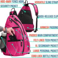 China Unisex Tennis Racket Bag Multi Pocket Polyester Black Crossbody Bag for sale