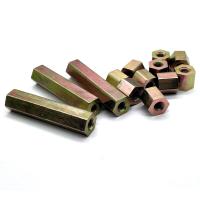China Zinc Plated Hexagonal Long Spacer Nuts Through Hole Extended Fastening Components for sale