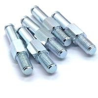 China Zinc Plated Steel Stud Bolts CNC Machined Hex Shoulder Pins with Threaded End ±0.01mm for sale