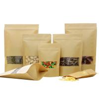China Brown Kraft Stand Up Zipper Pouches 280 Micron with Window for Food Packaging for sale