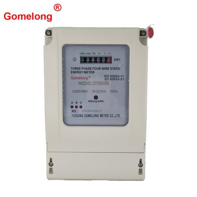 China Custom 3Phase Electric Watt Hour Meter 4 Wire DTS5558 IP54 Protection for sale
