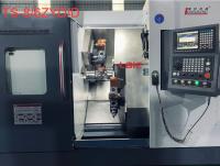 China GSK Multifunctional Dual Spindle Dual Turret Lathe 3 Axis 14KW Spindle Motor Power for sale
