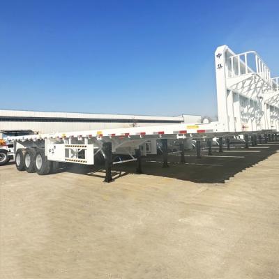China CIMC 40 ft Tri Axle Flat Deck Trailer with Front Wall for Sale in Congo for sale