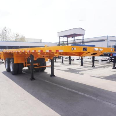China Used and New CIMC 2 Axle Flat Bed Semi Truck Trailer for Transport 20 Ft Container for Sale for sale