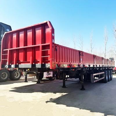 China CIMC China 3 Axle 40 Ft Flatbed Container Semi Trailer with Side Wall for Sale for sale