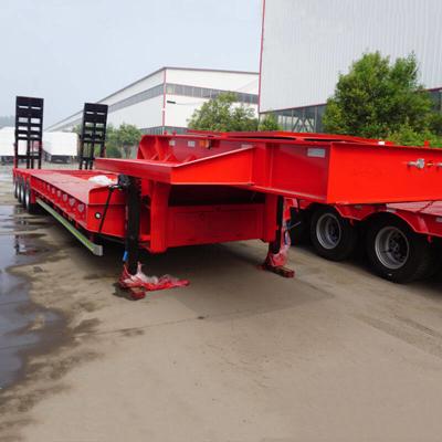 China Mechanical Equipment Concave 4 Axle 80T Low Bed Semi Trailer for sale