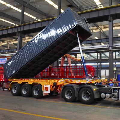 China 42 Foot 60 Ton Tri Axle Chassis JOST Tipper Semi Trailer for sale