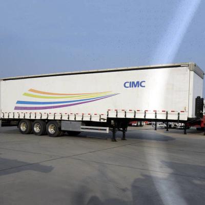China Soft Side12m 40Ton Tri Axle Tarp CIMC Curtain Van Trailer for sale