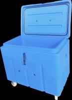 China Plastic Large Dry Ice Storage Container On Wheels Chest Box Dry Ice Transport Freezer for sale