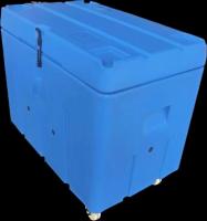 China Plastic Large Dry Ice Storage Container On Wheels Chest Box Dry Ice Transport Freezer for sale
